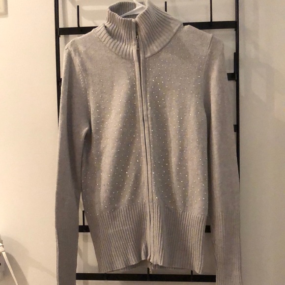 Boston Proper | Sweaters | Boston Proper Gray Zip Sweater Bling | Poshmark